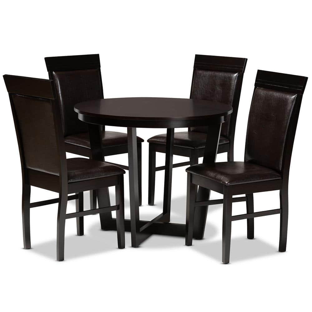 Baxton Studio Irma 5-Piece Dark Brown and Espresso Brown Dining Set 170 ...