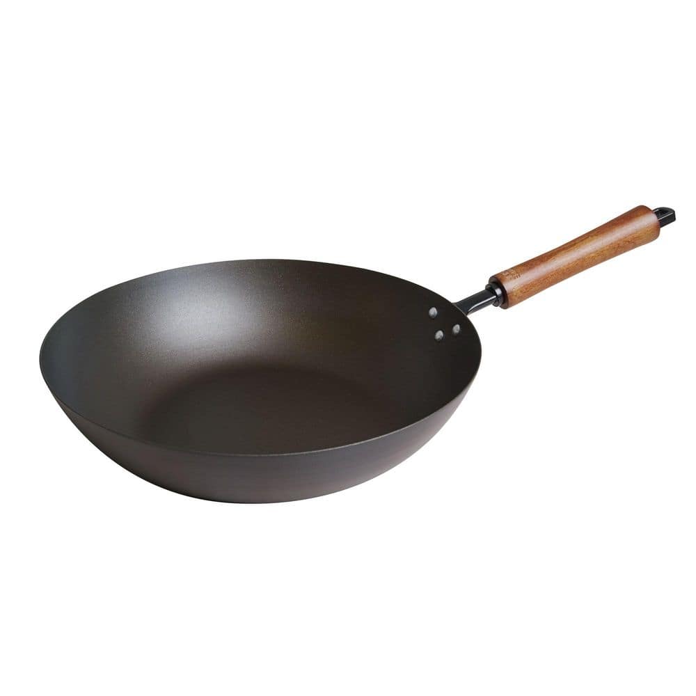 JOYCE CHEN Classic Series 12 in Carbon Steel Preseasoned Stir Fry Pan ...