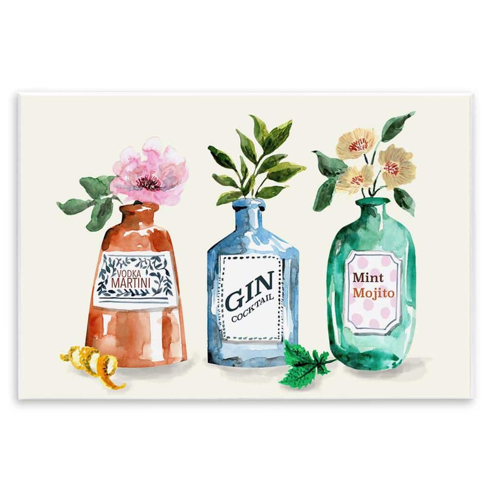 Stupell Industries Floral Alcohol Bottles by Kate Eldridge Unframed Food Graphic Art Print 10 in ...
