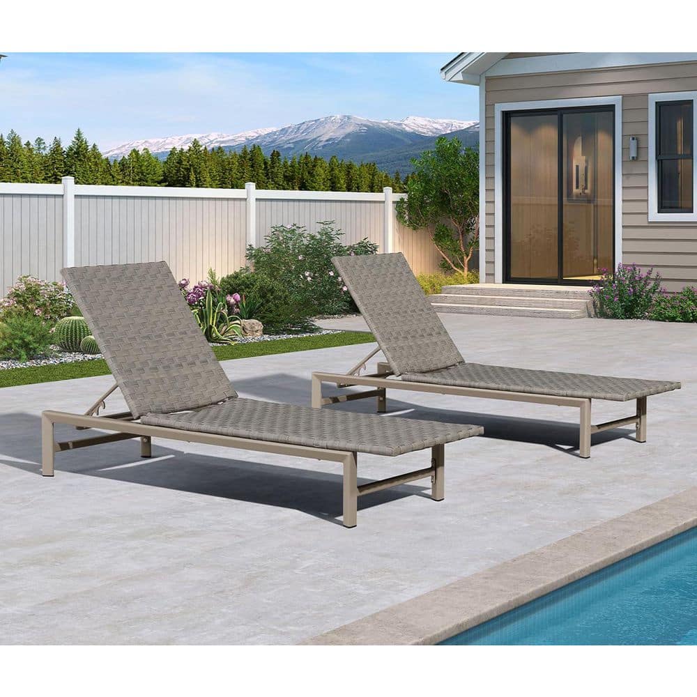 PURPLE LEAF Patio Chaise Lounge Chair Set of 2 Outdoor Adjustable ...