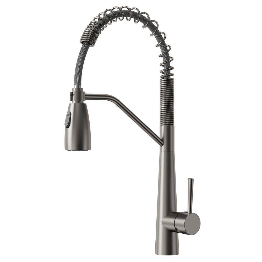 GRANDJOY 20 in. Height 360° Spout Swivel Spring Single Handle Pull Out ...
