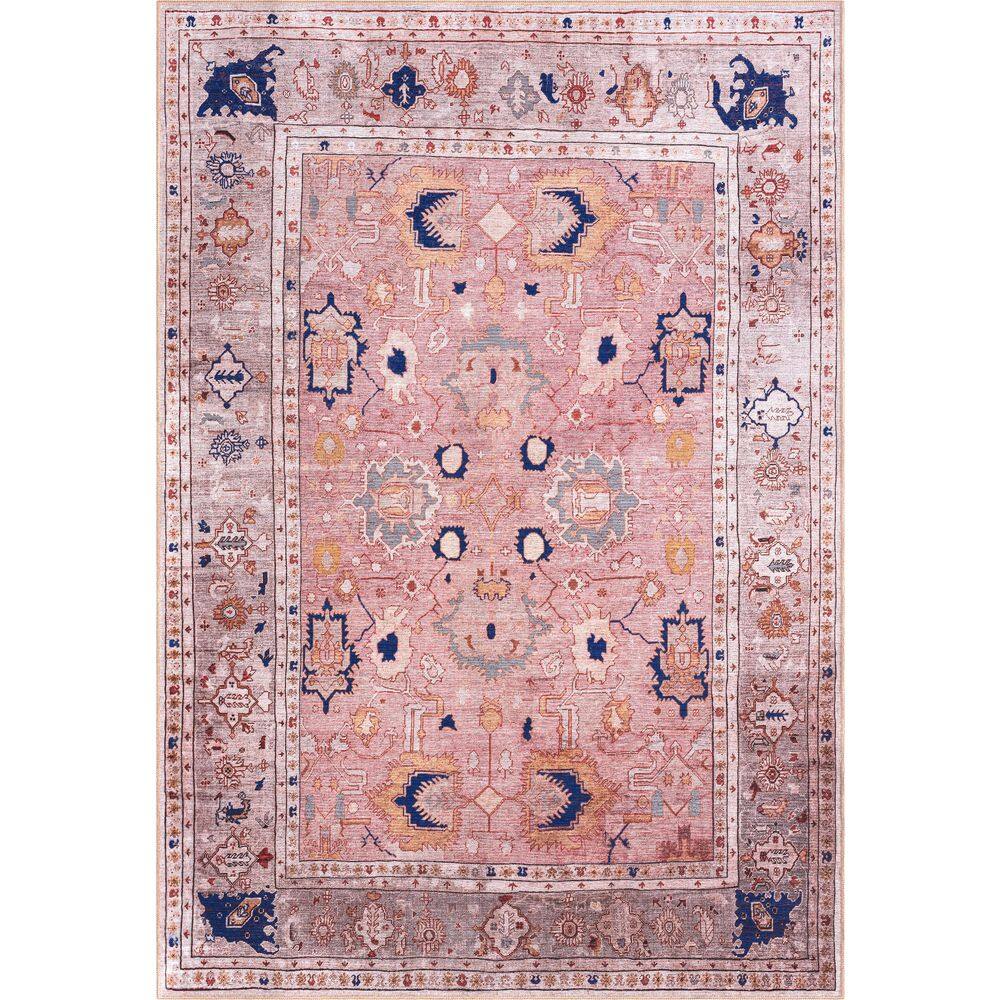 Abani Molana Pink 4 ft. x 6 ft. Oriental and Vintage Polypropylene Area ...