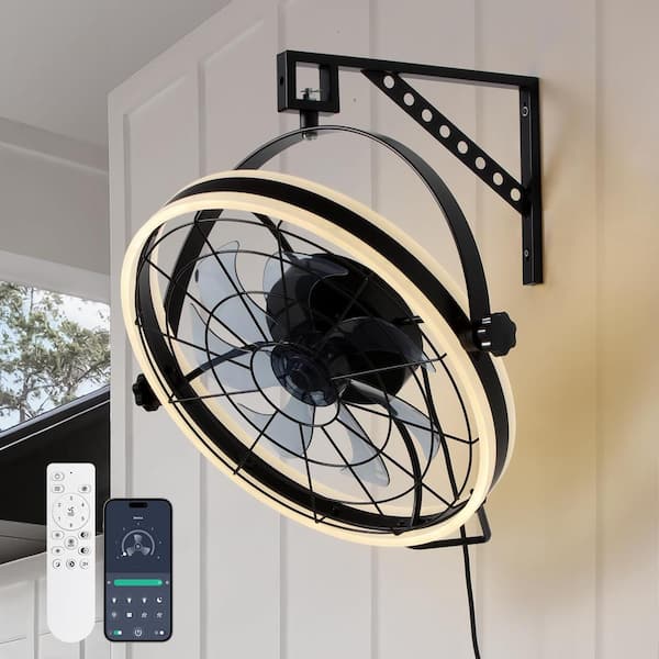 Pacific Core 23.6 In. Smart Indoor Industrial Wall Mounted Fan Ceiling ...
