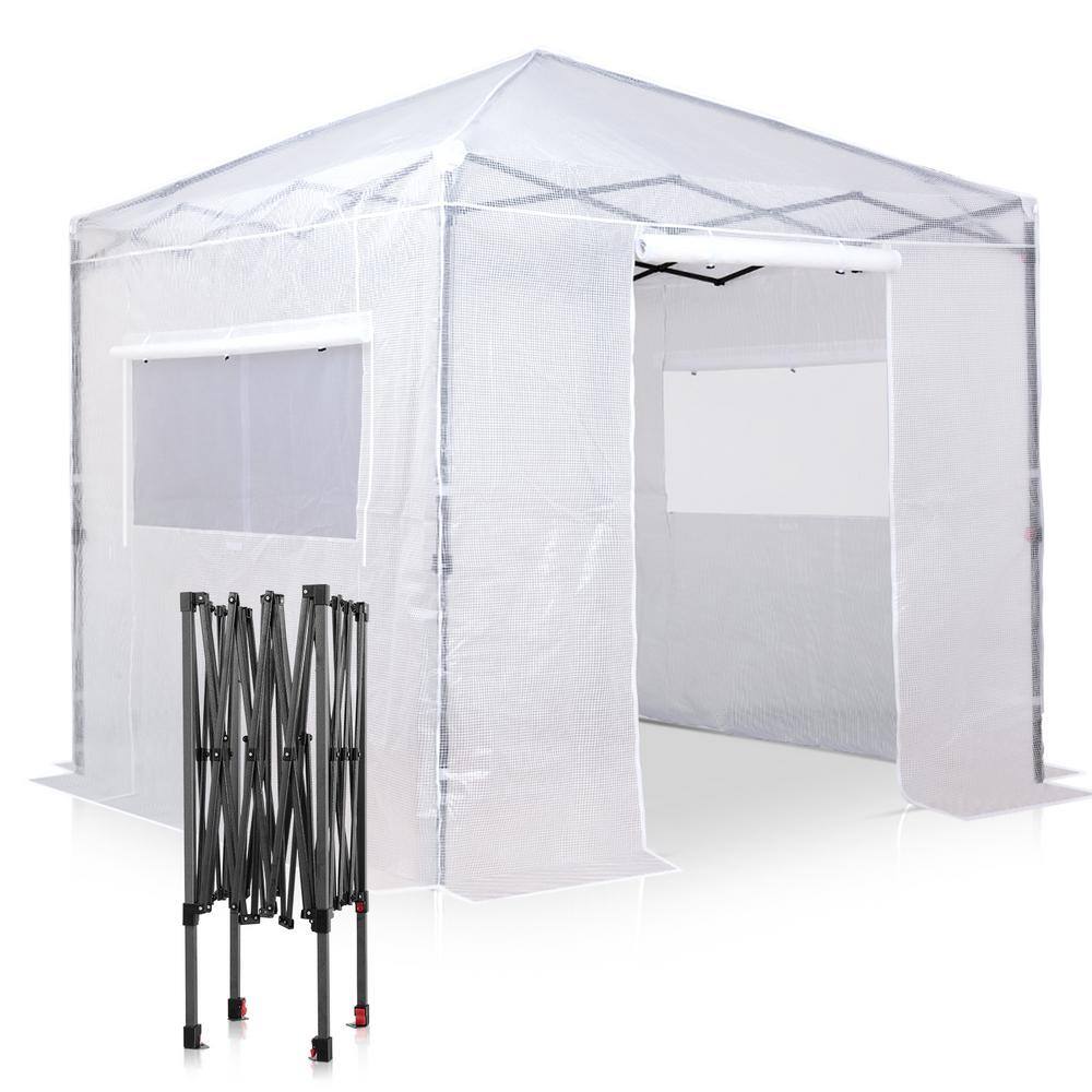 EAGLE PEAK 8 ft. W x 8 ft. D White Portable Walk-In Pop-Up Gardening ...