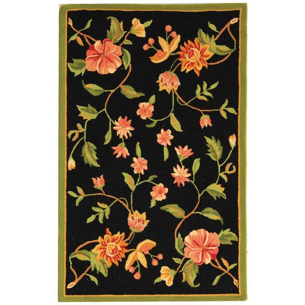 SAFAVIEH Chelsea Black Doormat 3 ft. x 4 ft. Speckled Floral Border ...