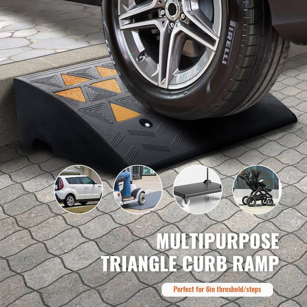 SKYSHALO Rubber Curb Ramp 2 Pack, 6 in. Rise Height Heavy-Duty 33069 ...