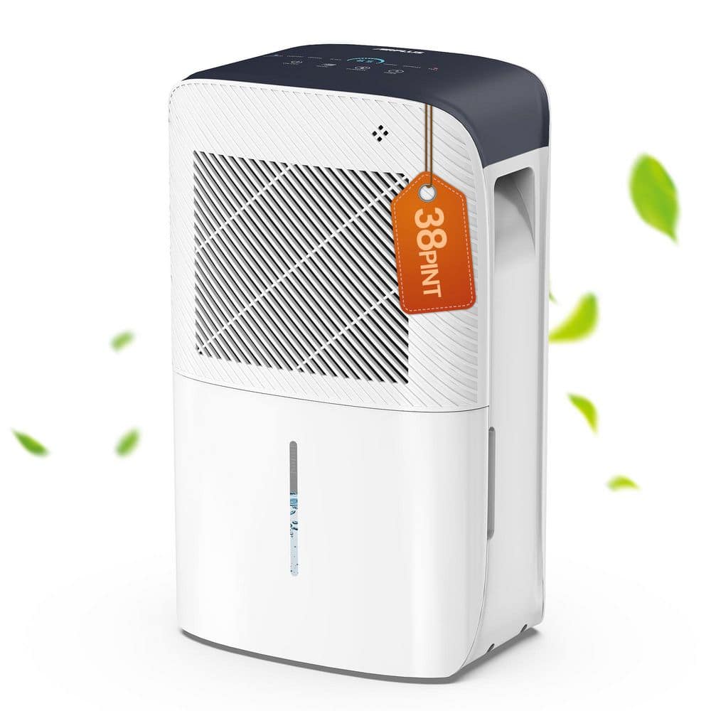 Edendirect 38 pt. 2000 sq. ft. Portable Dehumidifier in White with 6.55 ...