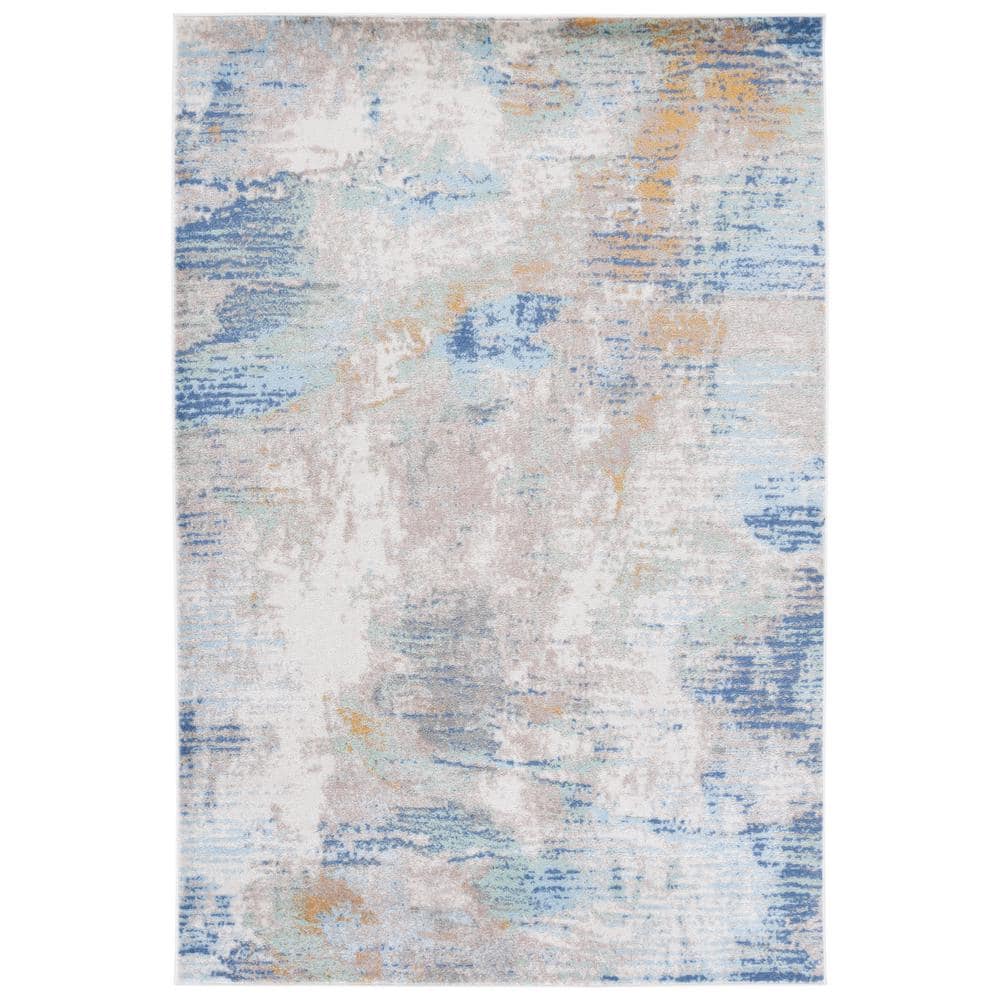 SAFAVIEH Skyler Collection Beige/Blue Green 8 ft. x 10 ft. Abstract ...