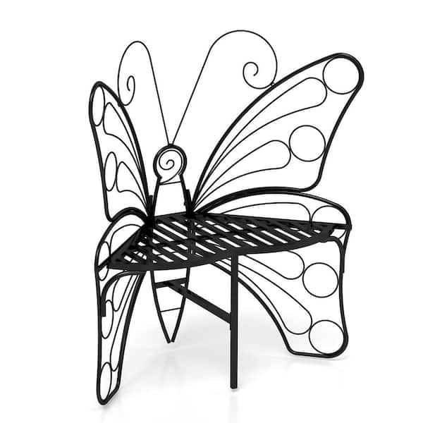 Black Metal Butterfly Outdoor Bench Patio Park Garden Bench YA-P190141 ...