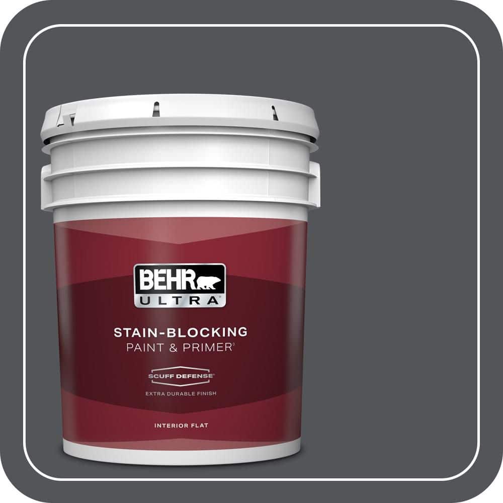 BEHR ULTRA 5 gal. #N510-6 Orion Gray Extra Durable Flat Interior Paint ...