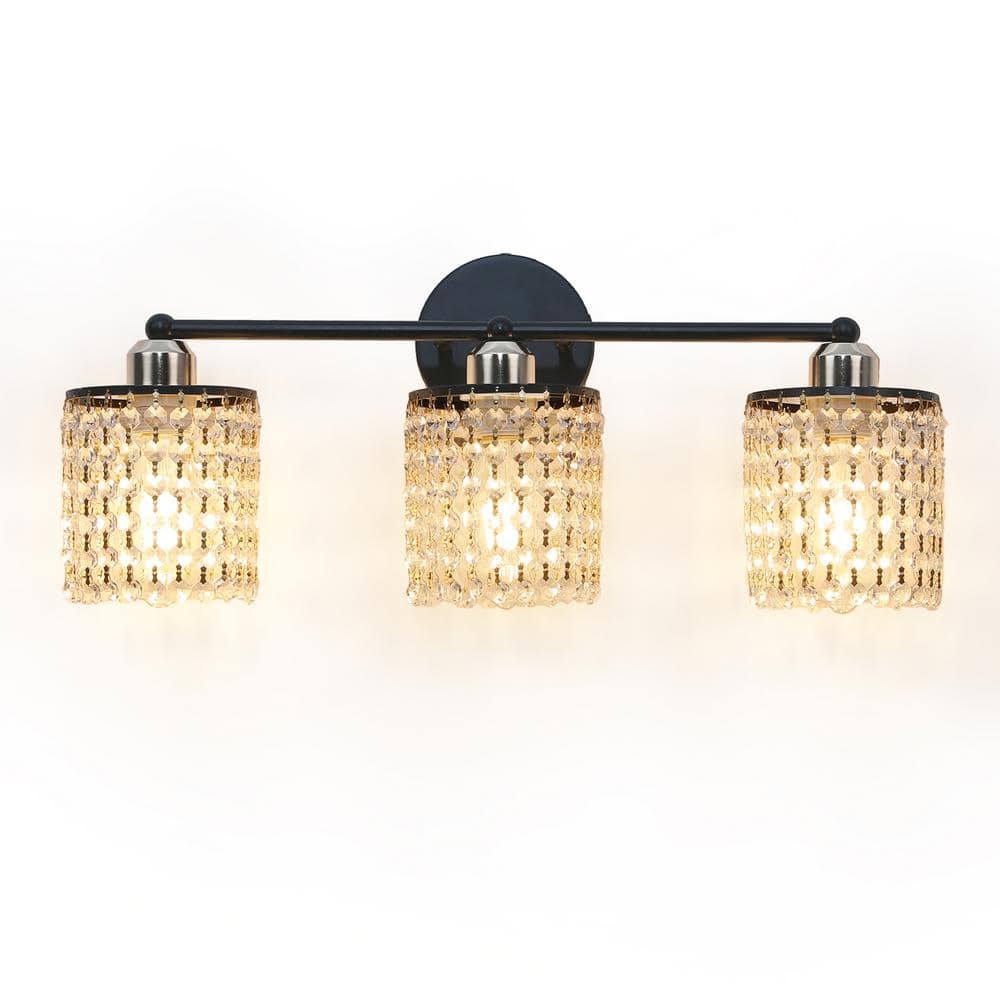 PUDO 22 in. 3-Light Farmhouse Black Barthroom Vanity Light with High ...