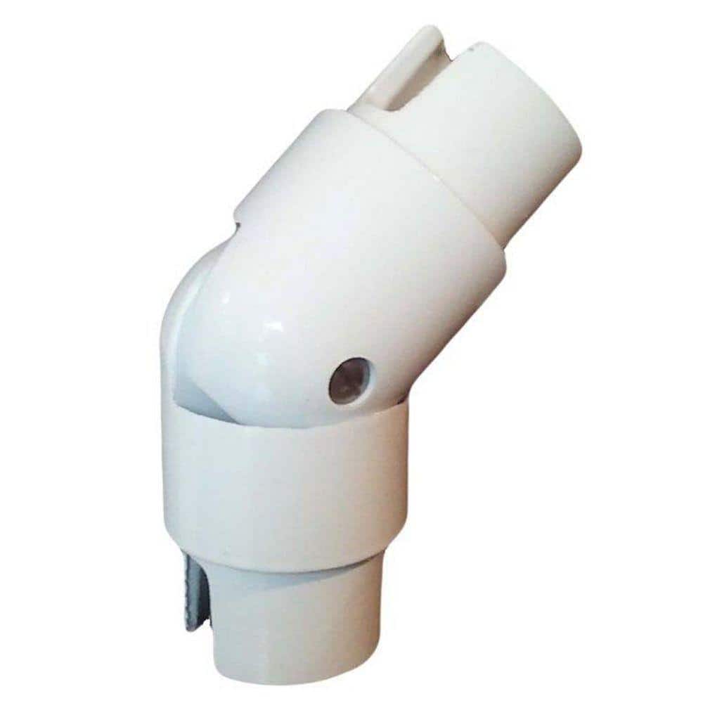 EZ Handrail 1.9 in. Aluminum Round ADA Handrail White Adjustable Angle ...