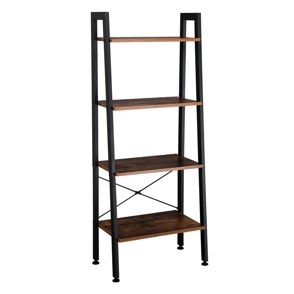 Karl home Vintage 54.13 in. Rustic Brown 4 -Shelf Standard Bookcase ...