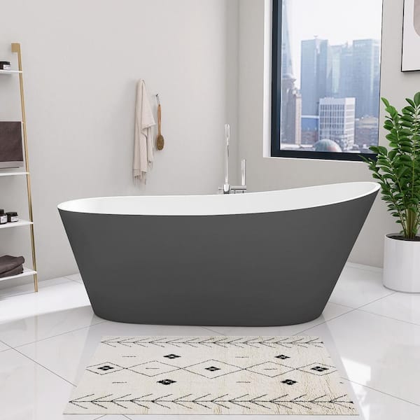 NTQ 59 in. x 29 in. Freestanding Soaking Bathtub Free Standing Tub with Removable Drain Stand ...