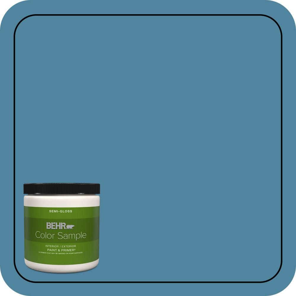 BEHR PREMIUM PLUS 8 oz. #S490-5 Jay Bird Semi-Gloss Interior/Exterior ...