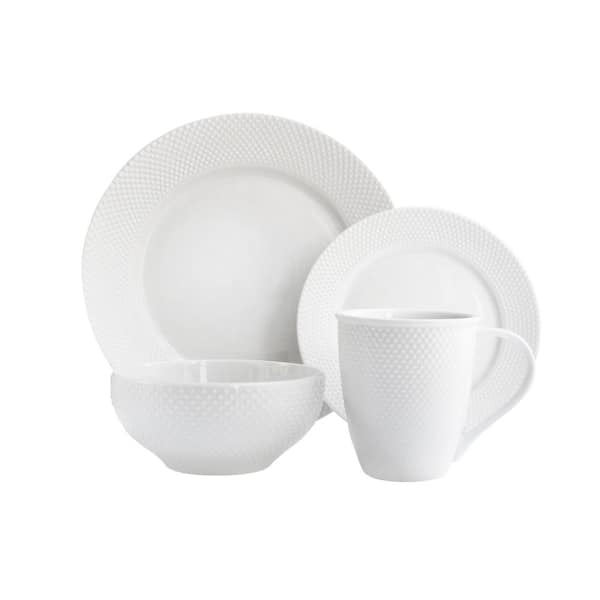 Elle Decor 16-Piece Solid White Porcelain Dinnerware Set (Service for 4 ...