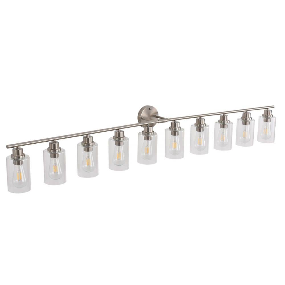 BAOURE 65.94 in. 10 Light Nickel Vanity Light Fixtures Modern Bathroom ...