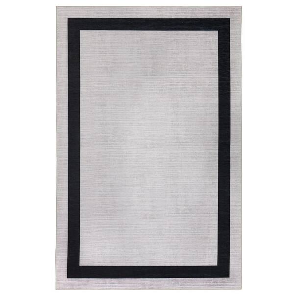 PLAYA RUG Everest Creme Black 8 ft. x 10 ft. Machine Washable Geometric ...
