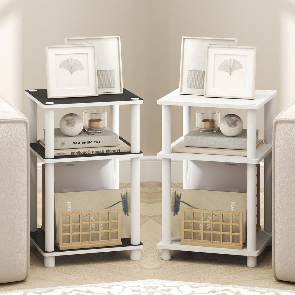 Furinno TURN-N-TUBE13. 4 in. White(Black Espresso)/White Rectangular ...