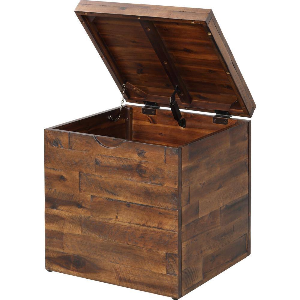 Crawford & Burke Emily 19 x 18 x 18 in. Dark Brown Storage Cube Trunk ...