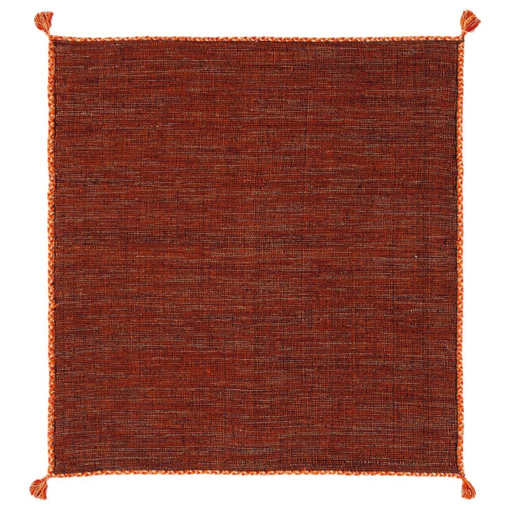 SAFAVIEH Montauk Orange/Black 5 ft. x 5 ft. Solid Color Striped Square ...