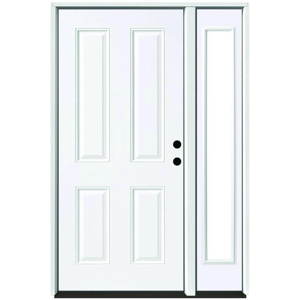Steves & Sons 49 in. x 80 in. Element Series 4-Panel Primed White Left ...