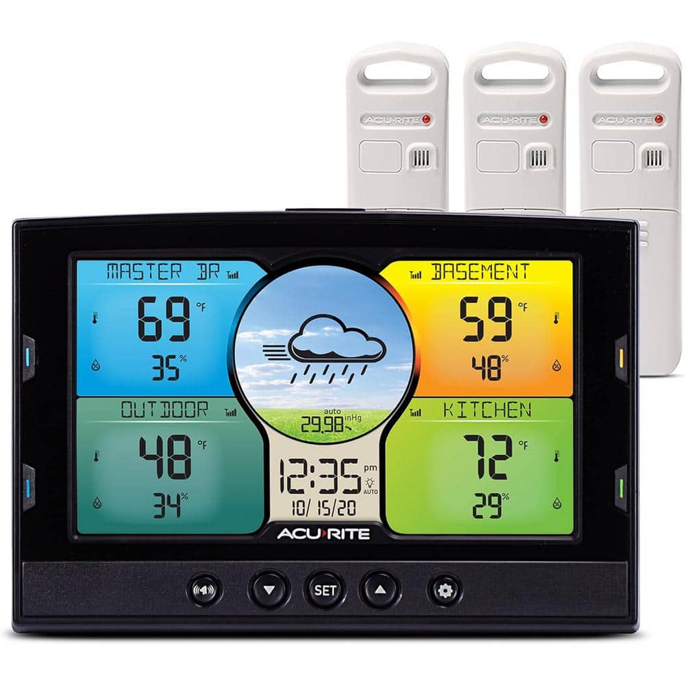 ITOPFOX LCD Multi-Room Weather Station with Wireless Indoor/Outdoor ...