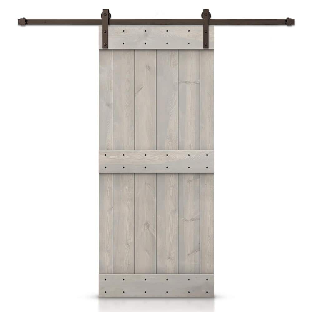 CALHOME 30 in. x 84 in. Mid-Bar Series Silver Gray DIY Knotty Pine Wood ...