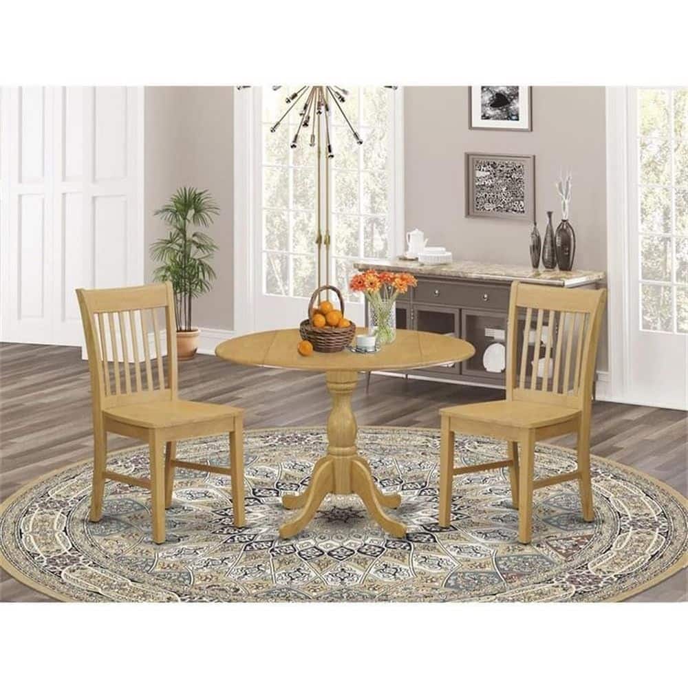 HOME IMPORTS EMPORIUM 3-Piece Natural Oak Finish Solid Wood Top-Dining ...