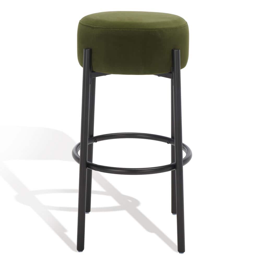 SAFAVIEH Paisleigh Metal Leg 30 in. Forest Green Pine Wood Barstool ...