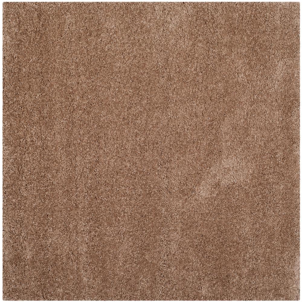 SAFAVIEH Milan Shag 7 ft. x 7 ft. Dark Beige Square Solid Area Rug ...
