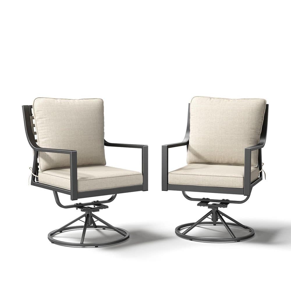 moosprr Industrial Swivel and Rocking Gray Metal Outdoor Rocking Chair ...