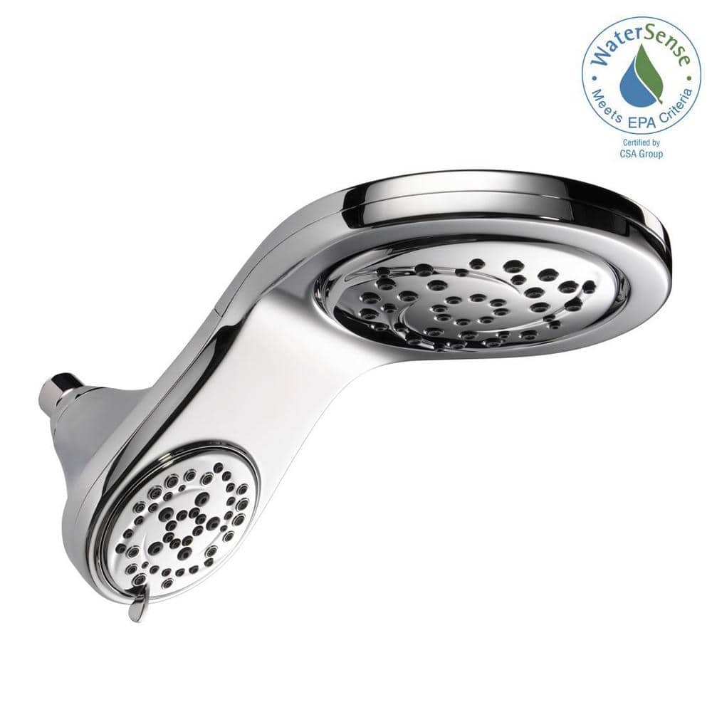 Delta HydroRain 5-Spray 6 in. 2-in-1 Fixed Shower Head in Chrome 75599 ...