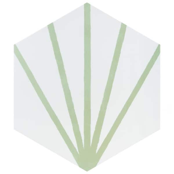 Merola Tile Horizon Dawn Hex Verde 7-3/4 in. x 9 in. Porcelain Floor ...