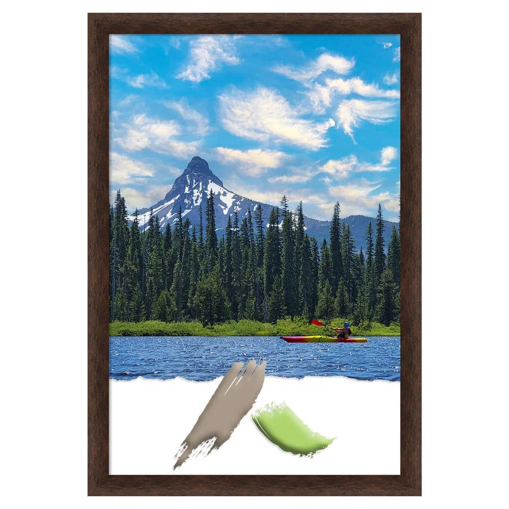 Amanti Art Warm Walnut Narrow Wood Picture Frame Opening Size 24 x 36 ...