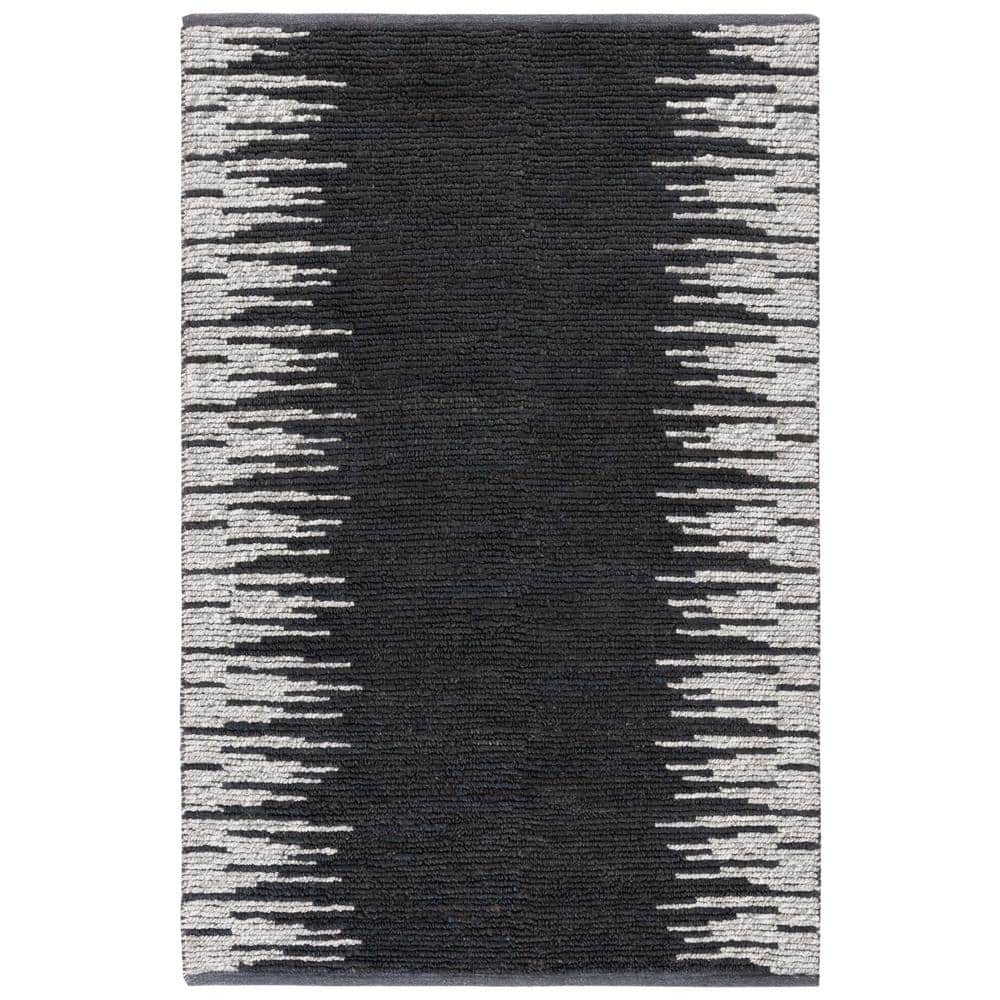 SAFAVIEH Natural Fiber Black/Beige 6 ft. x 9 ft. Transition Marle Area ...