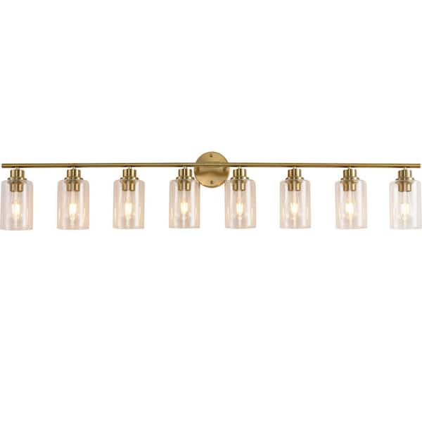 BAOURE 48.62 in. 8 Light Brass Vanity Light Fixtures Modern Bathroom ...