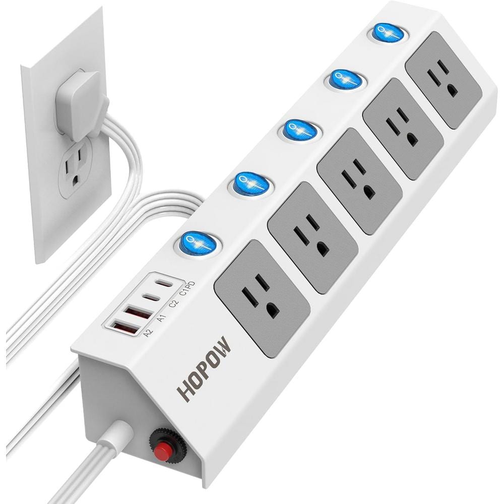 Etokfoks 5-Outlet Power Strip Surge Protector with 4 USB Port, 10 ft ...