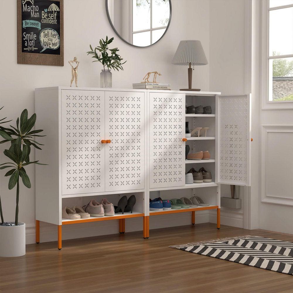 CSC DECOR INC White 46.5 in. H Metal Storage Cabinet with Butterfly ...
