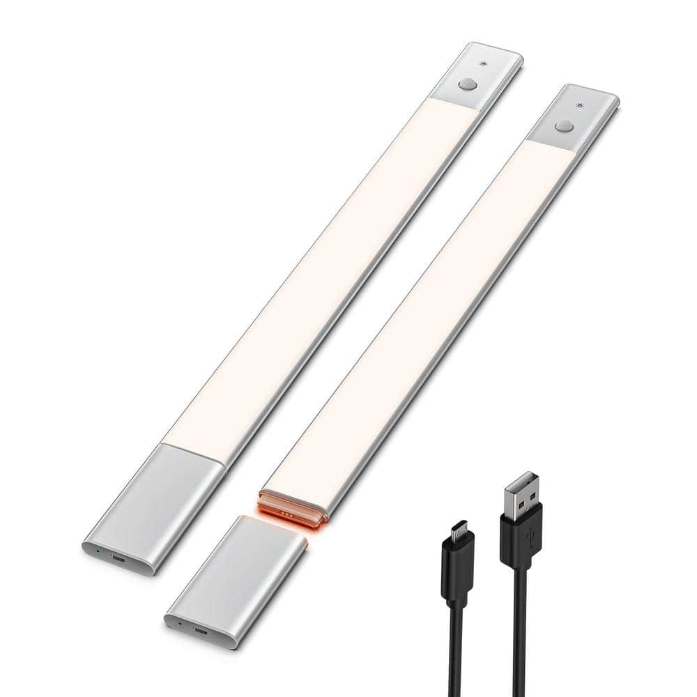 EZVALO 19.7 in. 2-Pack Battery Operated Wireless USB Charging White ...