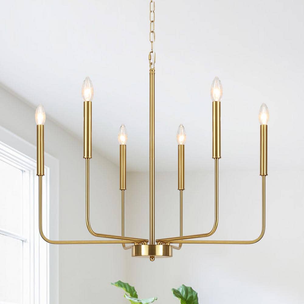 LWYTJO Classic 6-Light Brass Traditional Fixture Farmhouse Kitchen ...