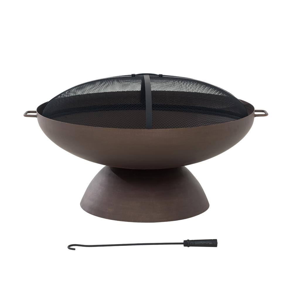 Sunjoy Denison 40 in. x 22.83 in. Extra-Large Round Copper Wood-Burning ...