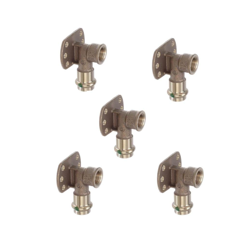 Viega ProPress 1/2 in. Press x 3/8 in. FPT Zero-Lead Bronze 90-Degree Drop Ear Elbow (5-Pack ...