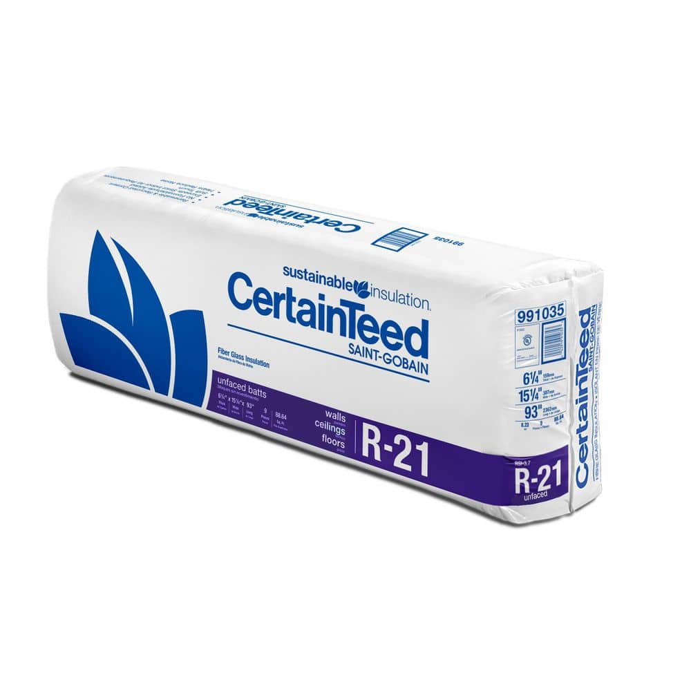 CertainTeed R21 Unfaced Fiberglass Insulation Batt 15.25 in. x 93 in ...