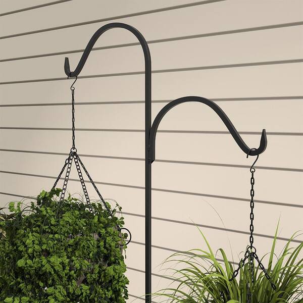 Vigoro Fuchsia 84 in. Black Steel Double Shepherd Hook (15 lbs. Max ...