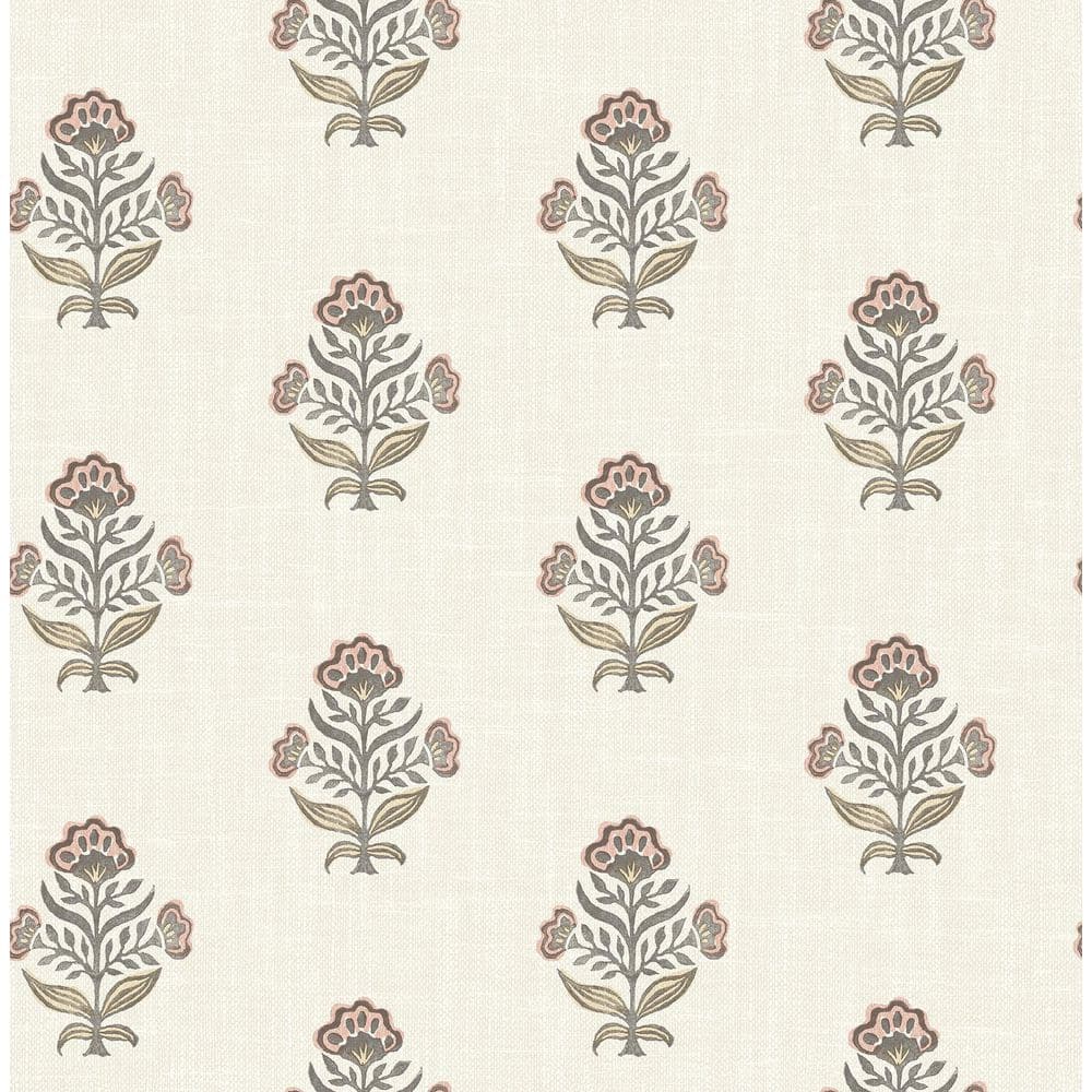 Chesapeake Hollyhock Rust Red Floral Crest Wallpaper Sample 4148 ...