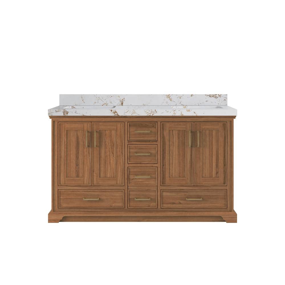 Willow Collections Charlotte Teak 60 in. W x 22 in. D x 36 in. H Double ...