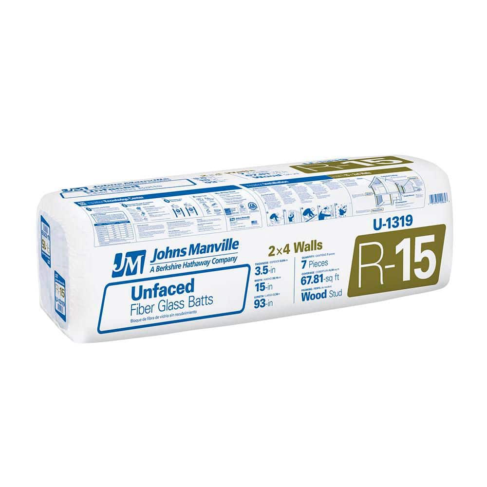 R-15 Unfaced Fiberglass Insulation Batt 15 in. x 93 in. U1319 - The ...