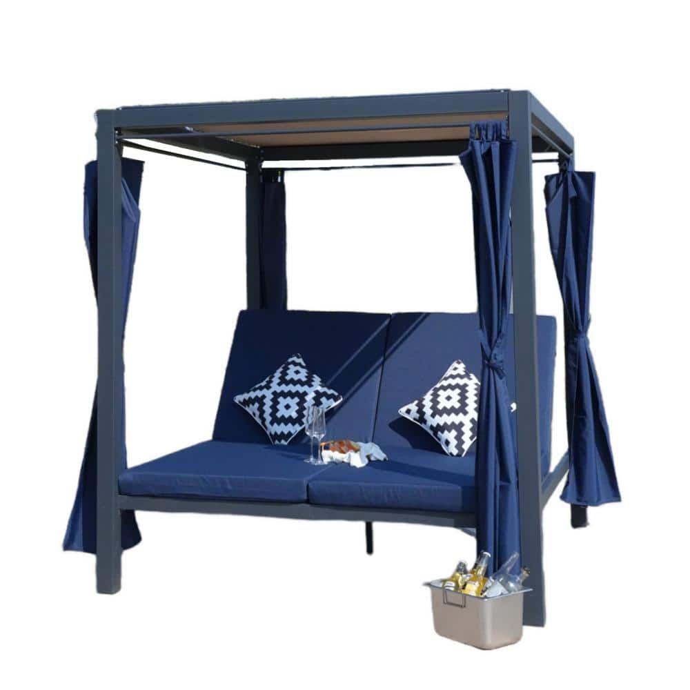 DIRECT WICKER Portal 1 of Piece Iron Metal Outdoor Loveseat Day Bed ...