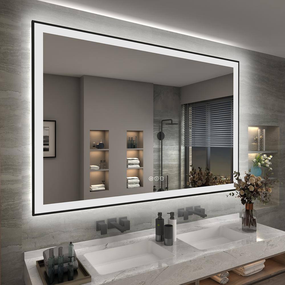 Apmir 60 in. W x 40 in. H Rectangular Space Aluminum Framed Dual Lights ...